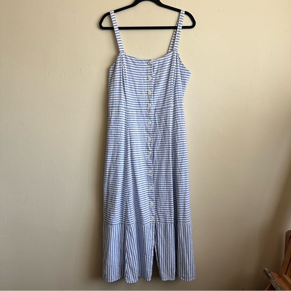 1901 | Dresses | 91 Linen Blend Maxi Dress Button Front 16 | Poshmark